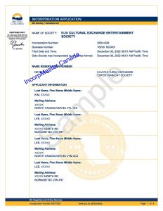 Sample of Articles of Incorporation for BC - Nuans Canada